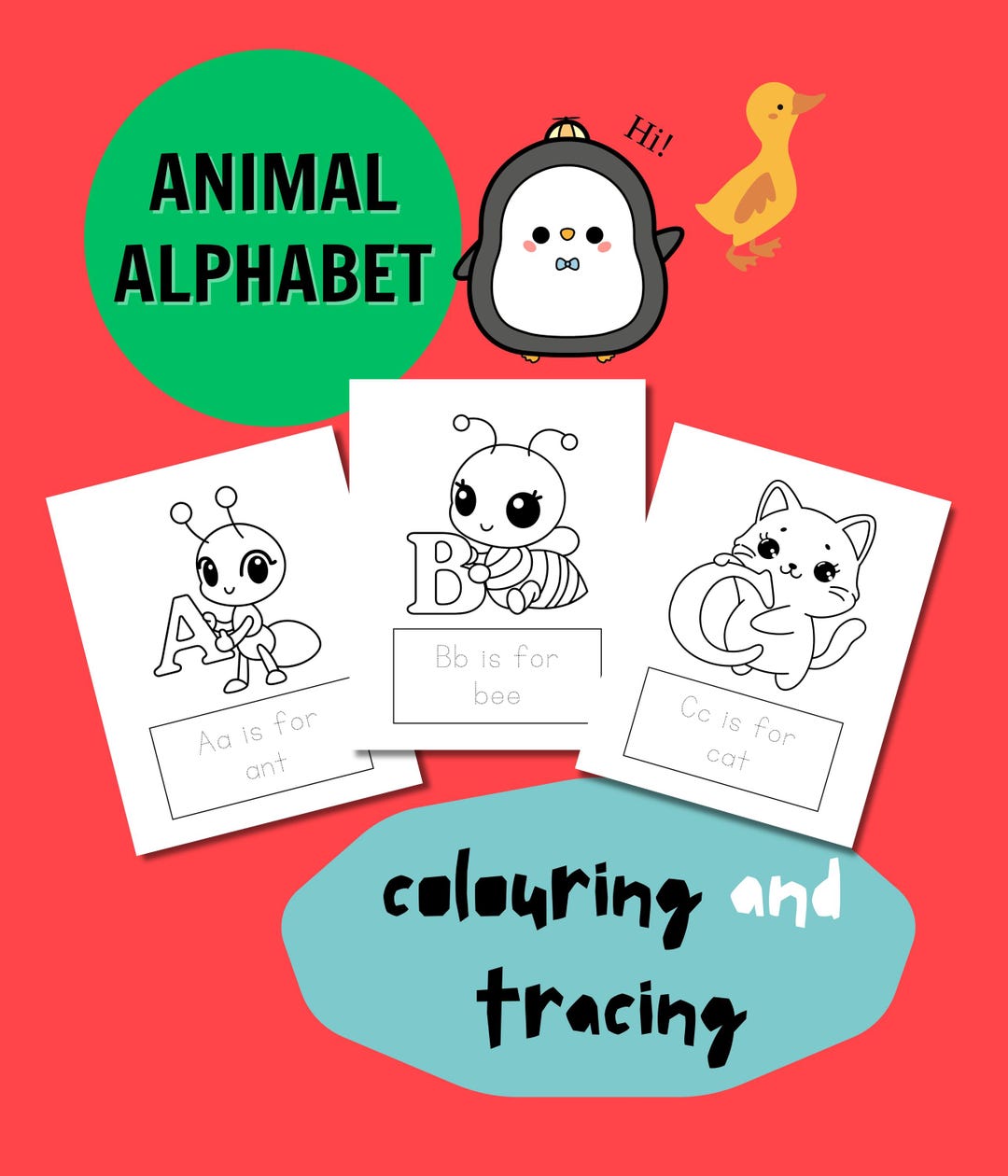 Animals Alphabet Tracing Workbook | Preschool Handwriting (digital ...