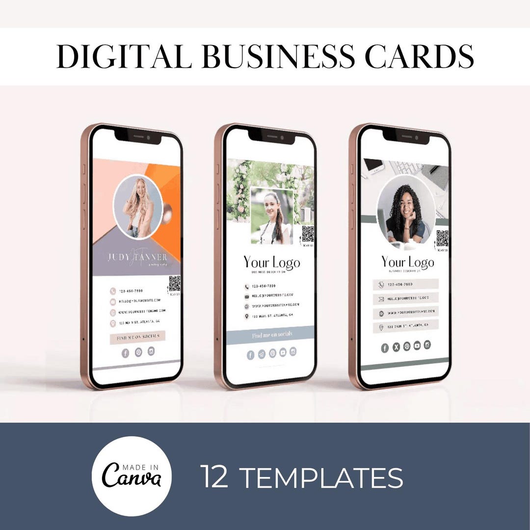 Digital Editable Business Card Templates | 12 Modern Canva Designs With ...