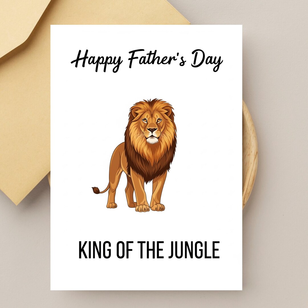 Funny Fathers Day Lion Card Printable, Digital Father's Day Gift Pdf ...