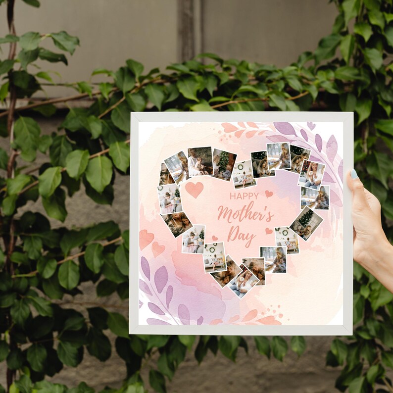 Mothers Day Collage Heart Photo Collage Gift, Custom Printable MOMMY ...