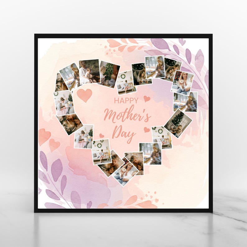 Mothers Day Collage Heart Photo Collage Gift, Custom Printable MOMMY ...