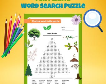 Fun Plants Word Search Puzzle PDF Printable Plant Activity | Nature ...