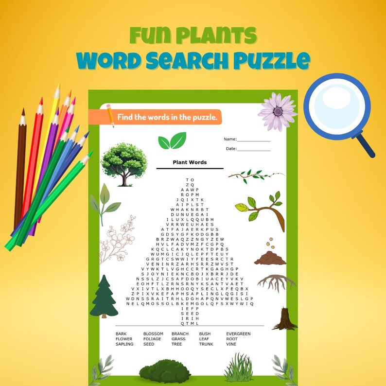 Fun Plants Word Search Puzzle PDF Printable Plant Activity | Nature ...