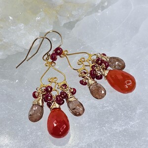Carnelian, Andalusite , Ruby Chandler Earrings, 14K Gold-filled, Fall ...
