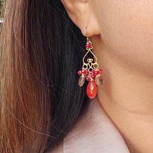 Carnelian, Andalusite , Ruby Chandler Earrings, 14K Gold-filled, Fall ...