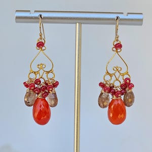 Carnelian, Andalusite , Ruby Chandler Earrings, 14K Gold-filled, Fall ...