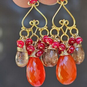 Carnelian, Andalusite , Ruby Chandler Earrings, 14K Gold-filled, Fall ...