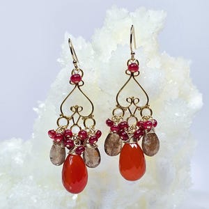 Carnelian, Andalusite , Ruby Chandler Earrings, 14K Gold-filled, Fall ...