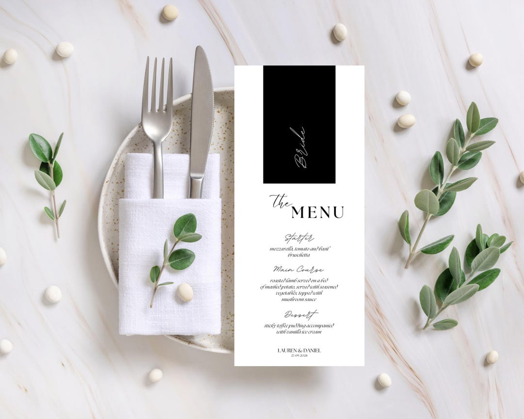 Menu Card With Name Tag | Wedding Menu With Name Tag | Menu Cards | All ...