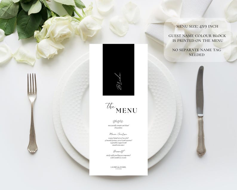Menu Card With Name Tag | Wedding Menu With Name Tag | Menu Cards | All ...