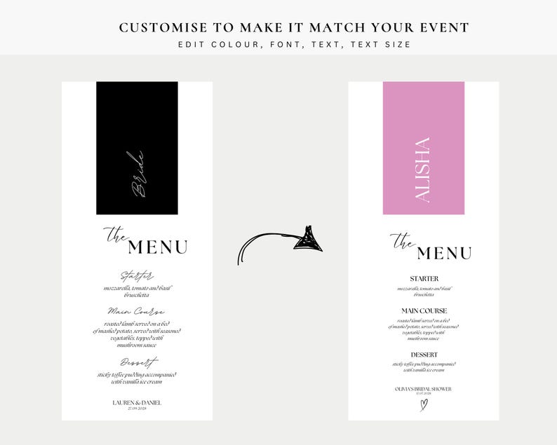 Menu Card With Name Tag | Wedding Menu With Name Tag | Menu Cards | All ...