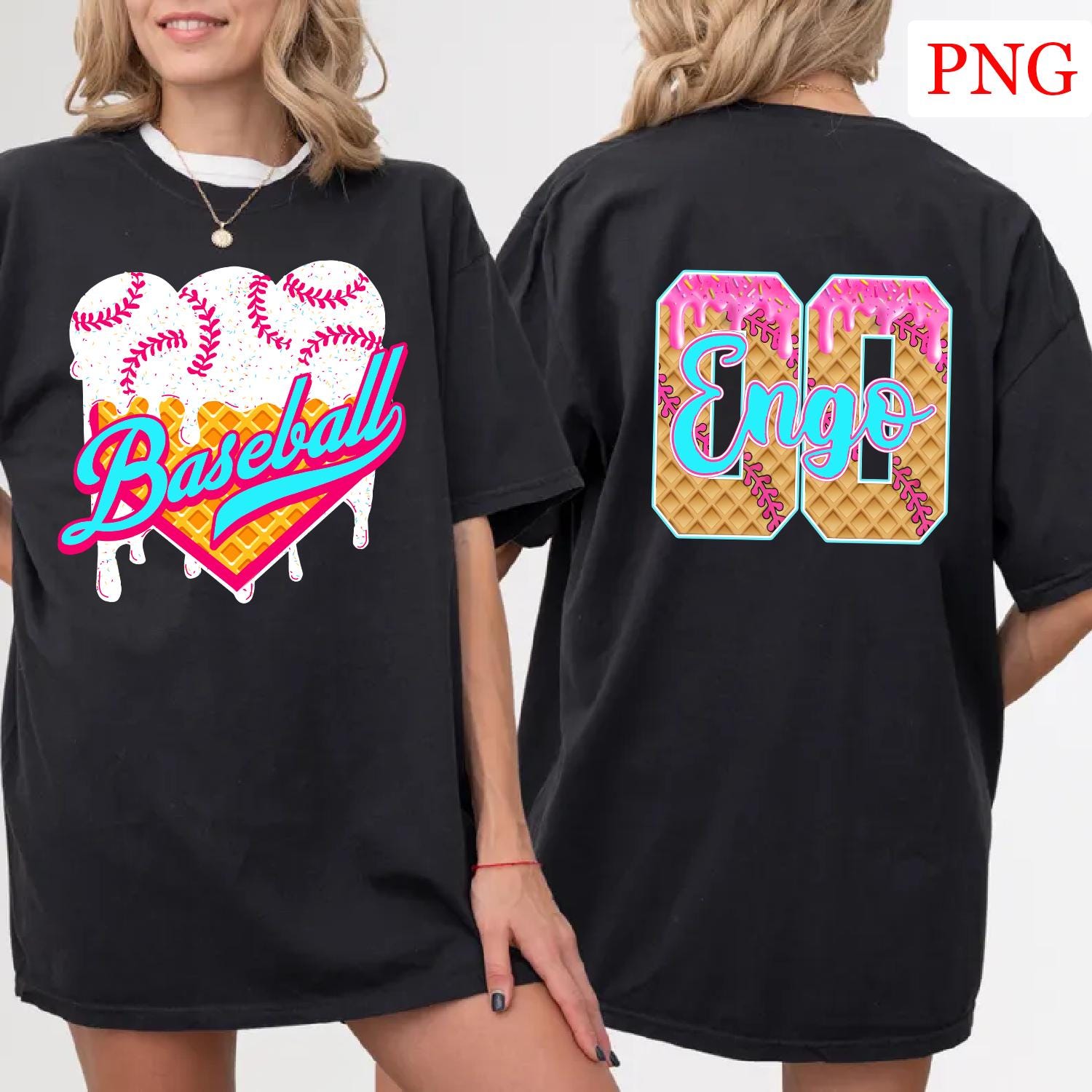 Baseball Ice Cream Drip Number PNG, Custom Name Jersey Design, Waffle ...