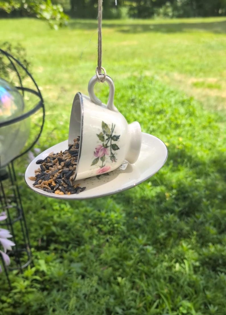 Tea Cup & Saucer Bird Feeder - Flower - Etsy