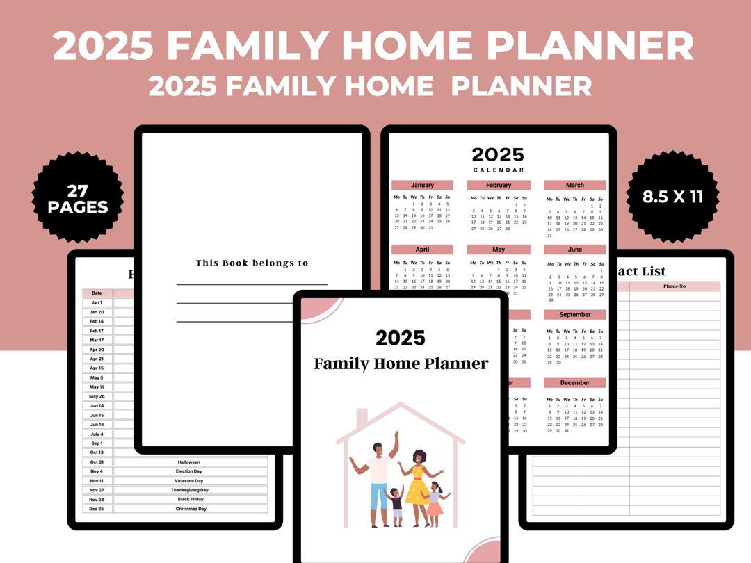 2025 Family Home Planner | Yearly Calendar | Family Organizer | Home ...