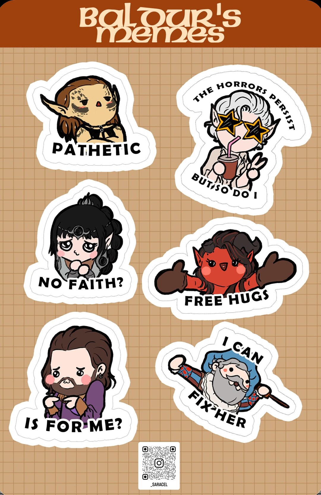 Baldur's Gate 3 Meme Sticker Sheet With Astarion, Laezel, Karlach, Volo ...