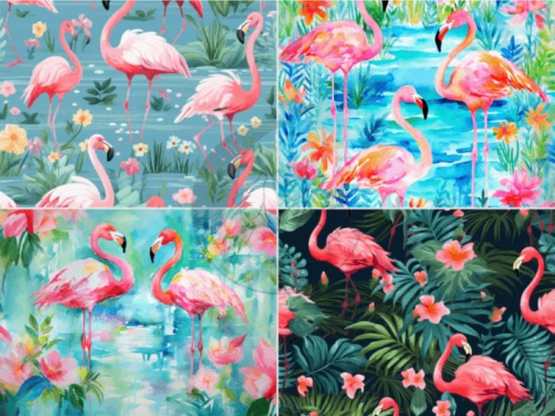 Tropical Flamingo Glitter Digital Paper Pack - 8 Instant Download ...