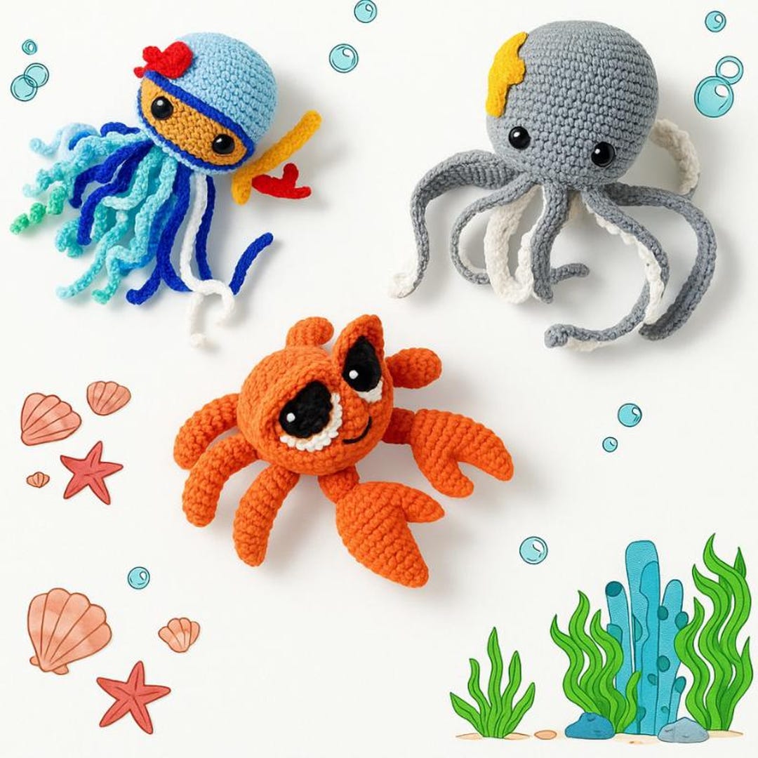 Sea Animals Crochet Pattern E-book – PDF Amigurumi Patterns – Ocean ...