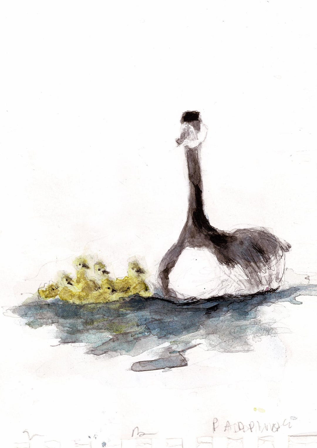 Geese Original Art - Canadian Goose - Baby Geese Print - Watercolour ...