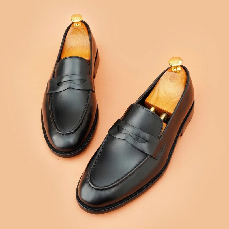 Men's Hand-stitched Leather Loafers, Casual Slip-on Shoes - Etsy