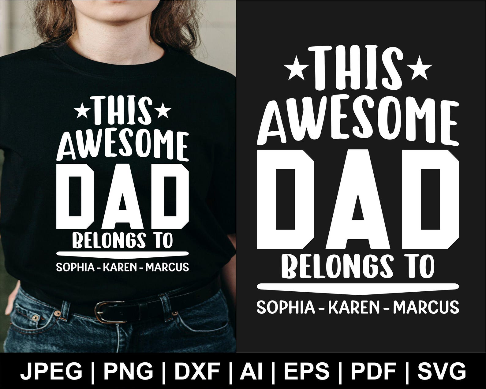 Awesome Dad Belongs to SVG, Father's Day T-shirt Design (digital ...