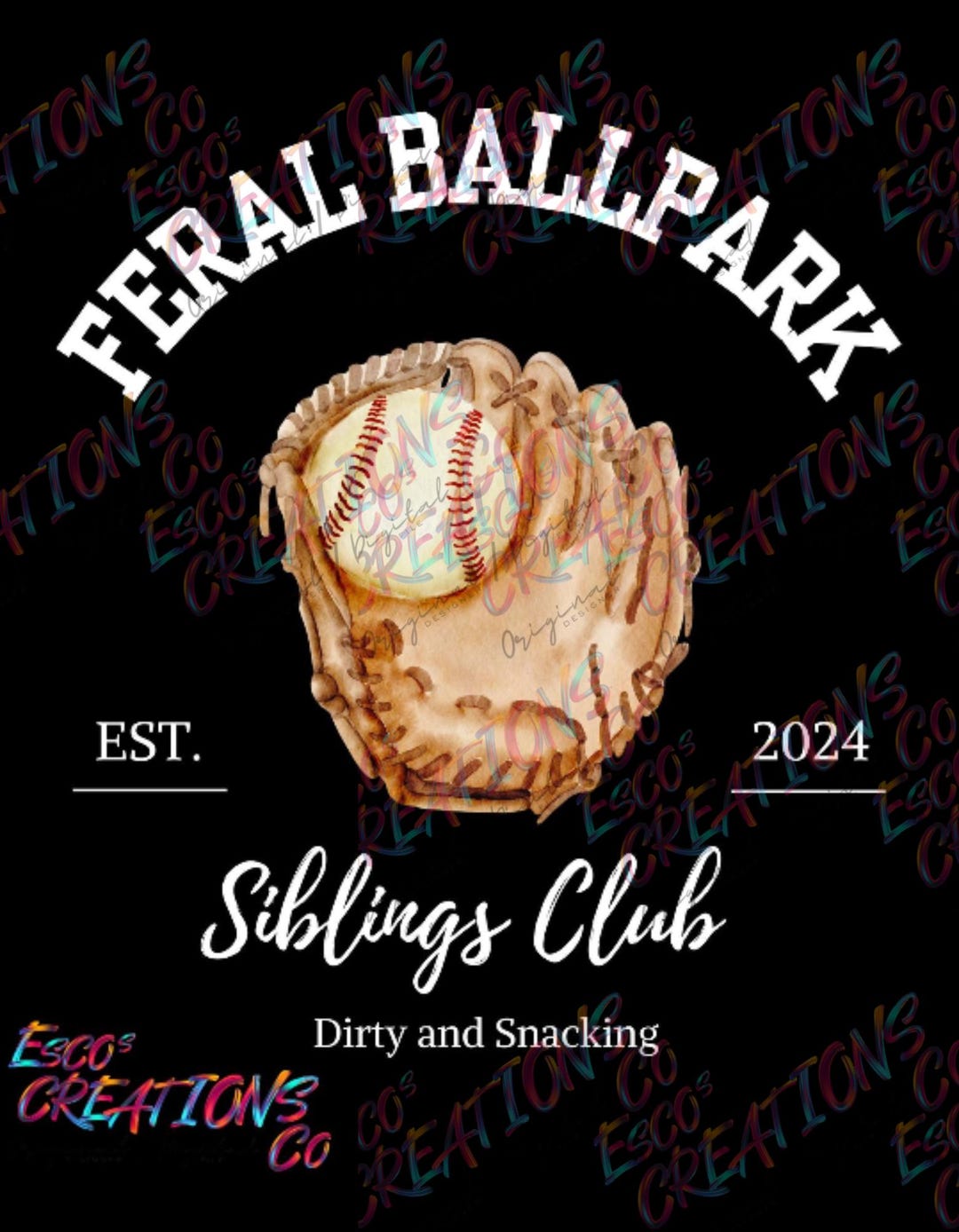 Feral Ballpark Sibling Print - Baseball/softball Sibling Art (digital ...