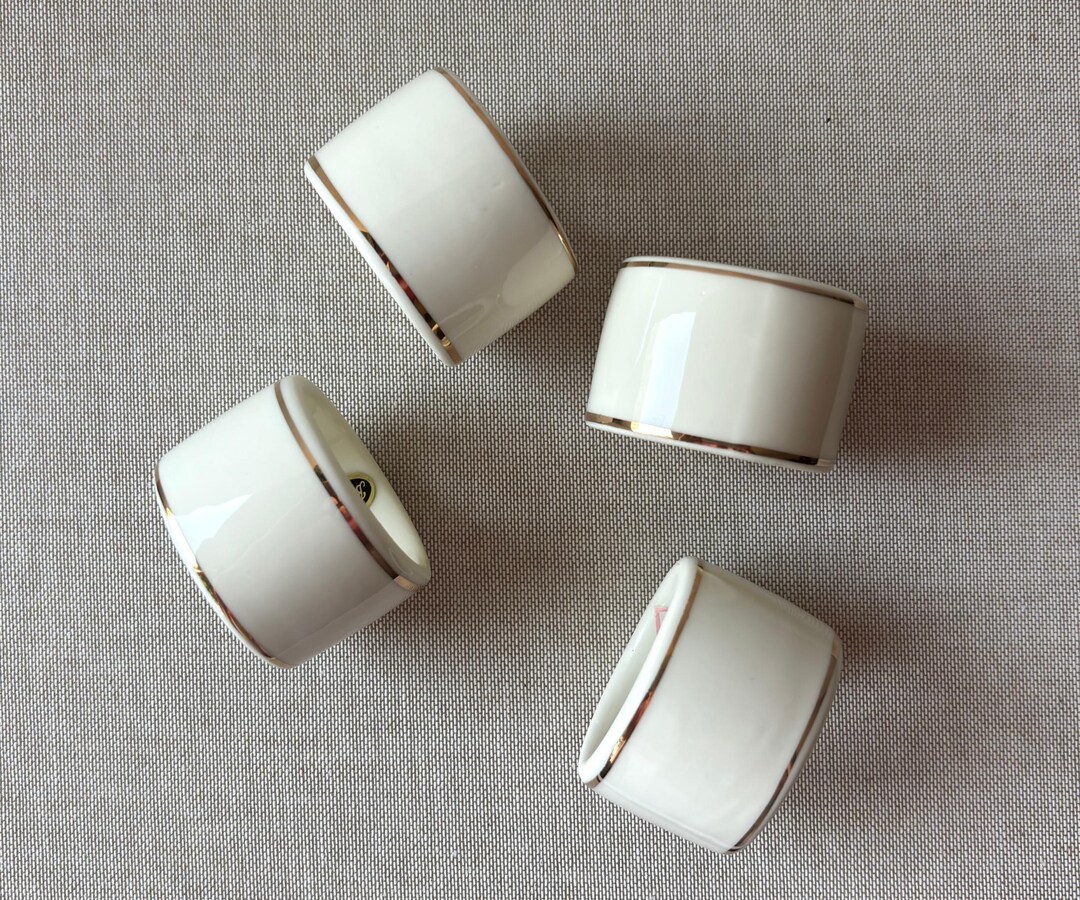 Bone China Napkin Rings (set of 4) – Ivory With Gold Trim by Audrey ...