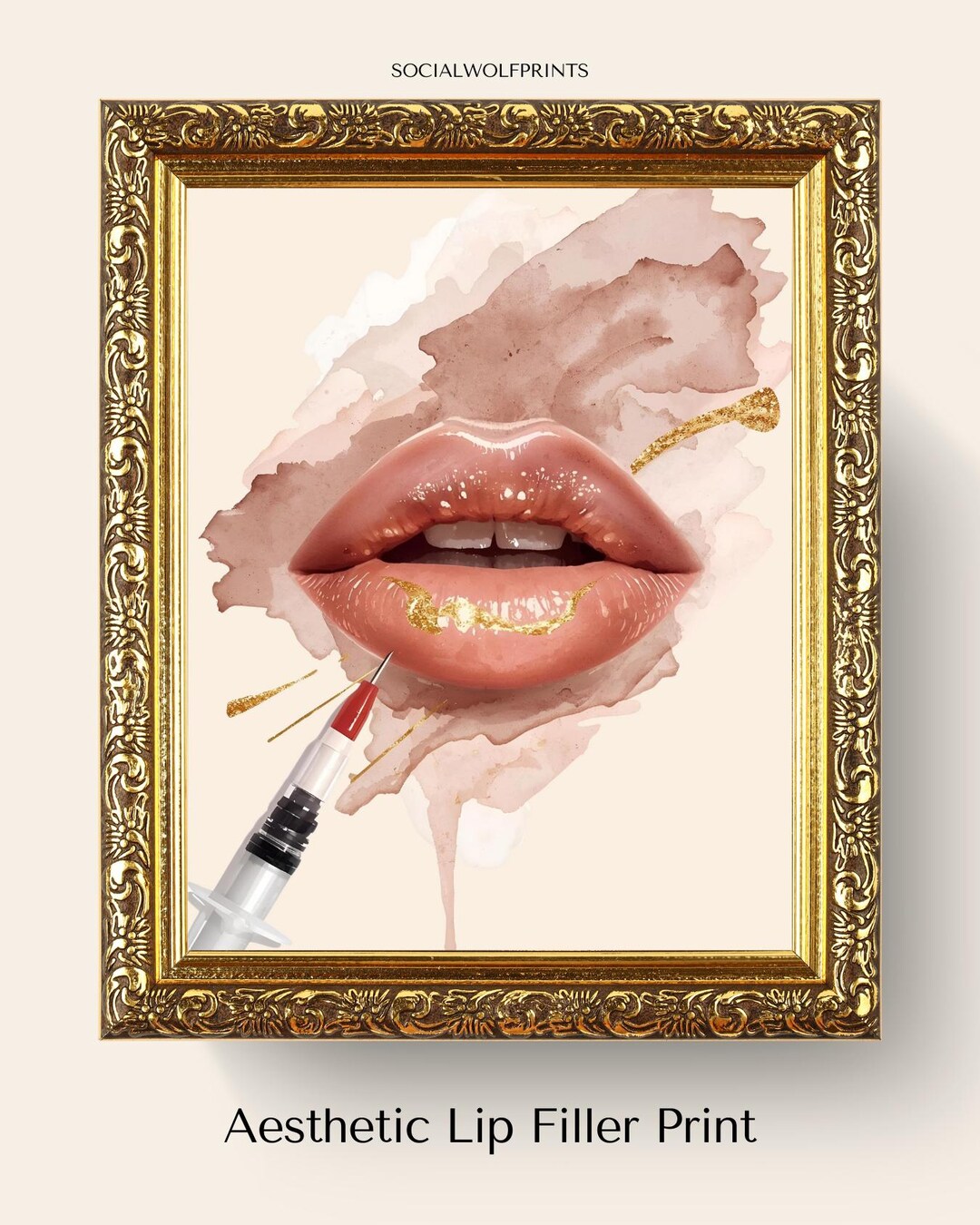 Gold Watercolor Lip Filler Print | Med Spa Decor (digital Download) - Etsy