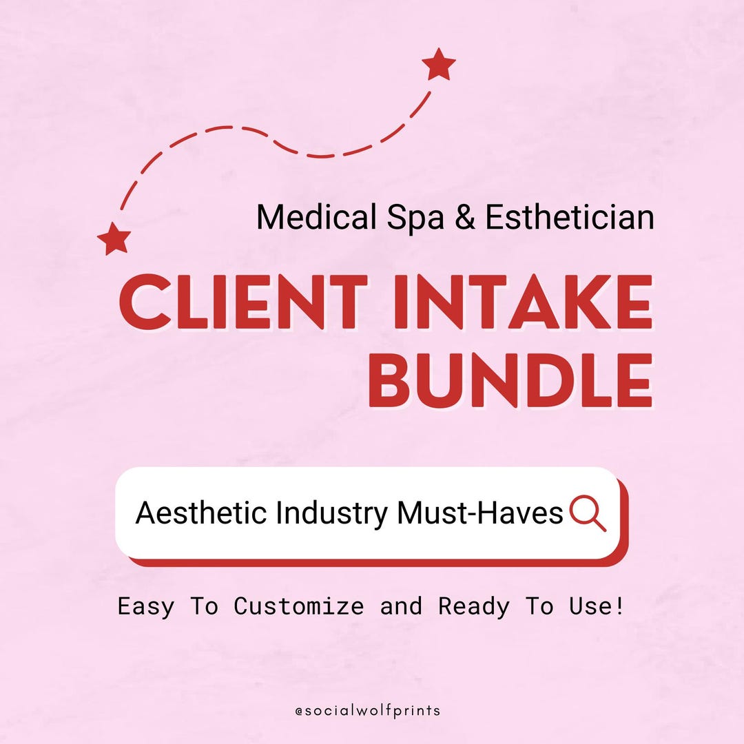 Medical Spa Client Intake Form Bundle | Aesthetic and Skincare ...