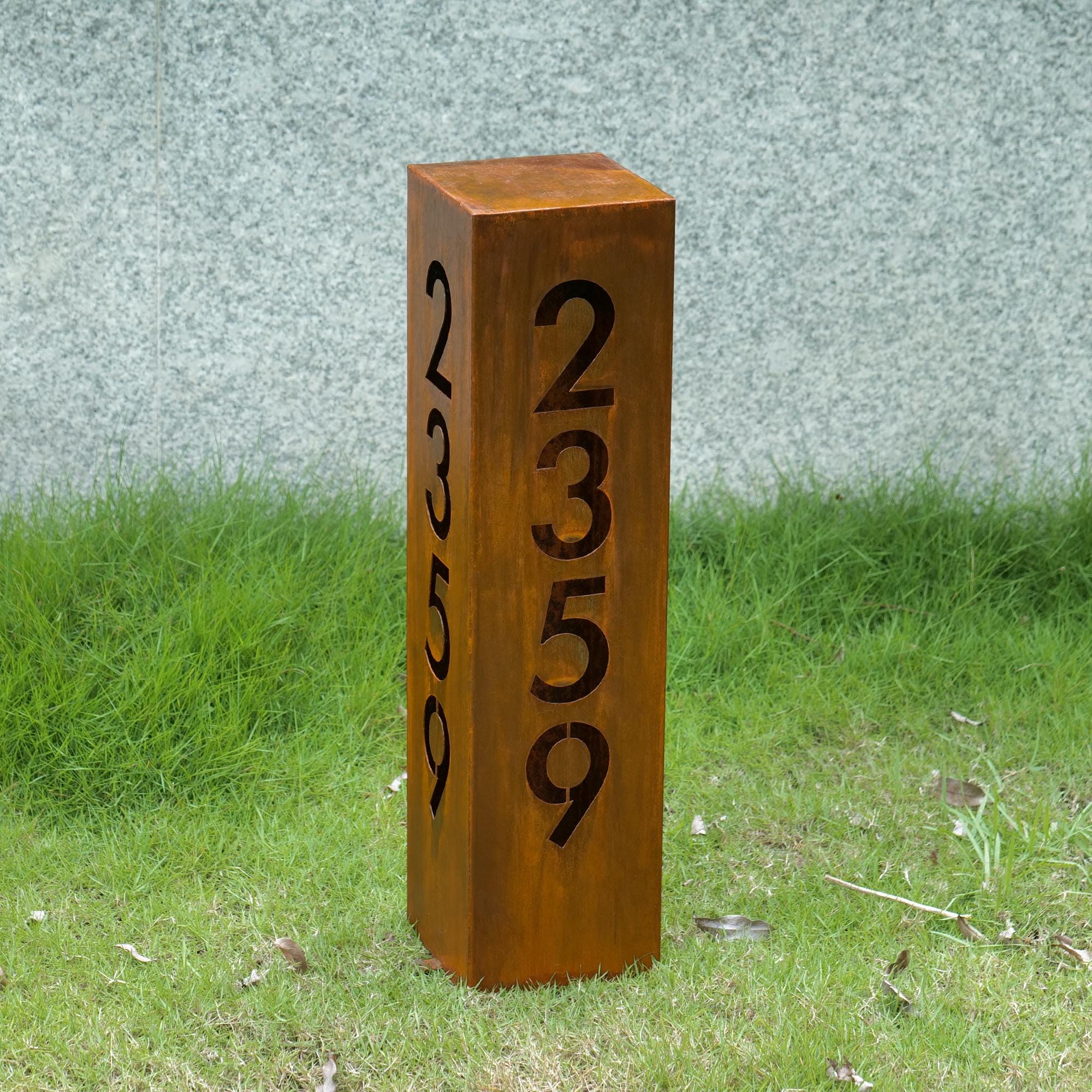 Custom Metal Address Bar, Yard Steel Post,4 Side House Number Garden ...