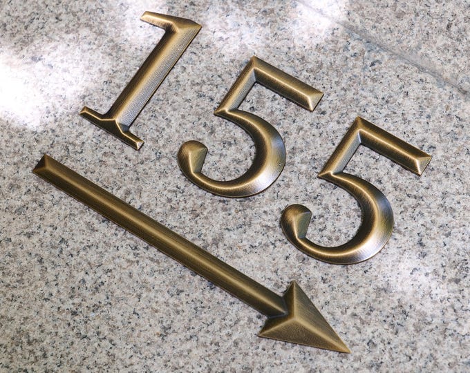 Custom Solid Brass Address Sign | 3D Engraved House Numbers & Street ...