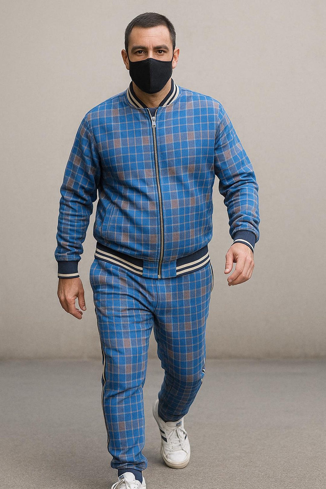 Men's Unisex the Gentlemen Tracksuit 2 Piece Jacket and Pant Set. Blue ...