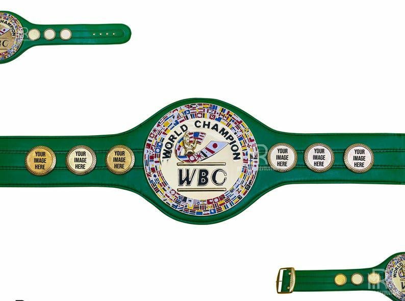 Custom WBC Style Boxing Belt | World Championship Belt | Green Leather ...
