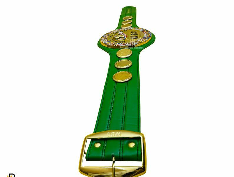Custom WBC Style Boxing Belt | World Championship Belt | Green Leather ...