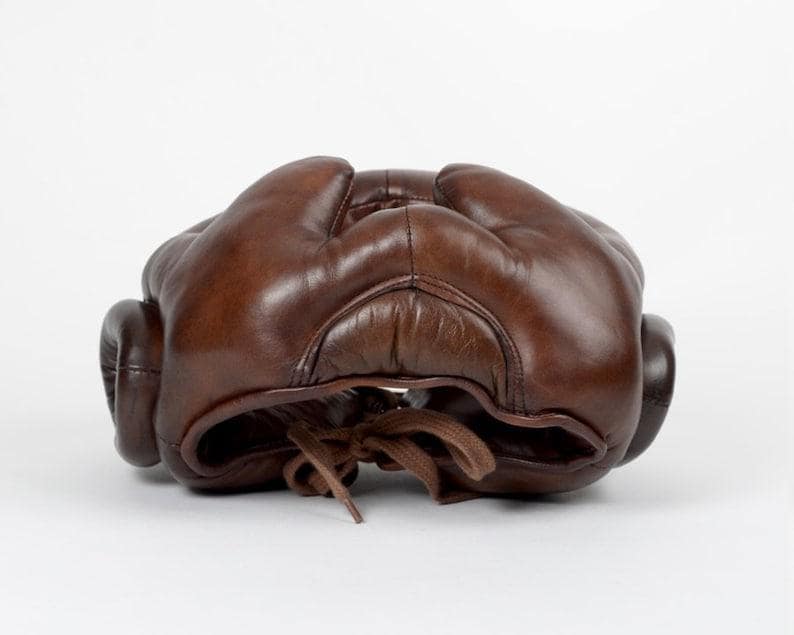 Authentic Vintage Brown Leather Boxing Helmet – Retro Sparring Gear ...