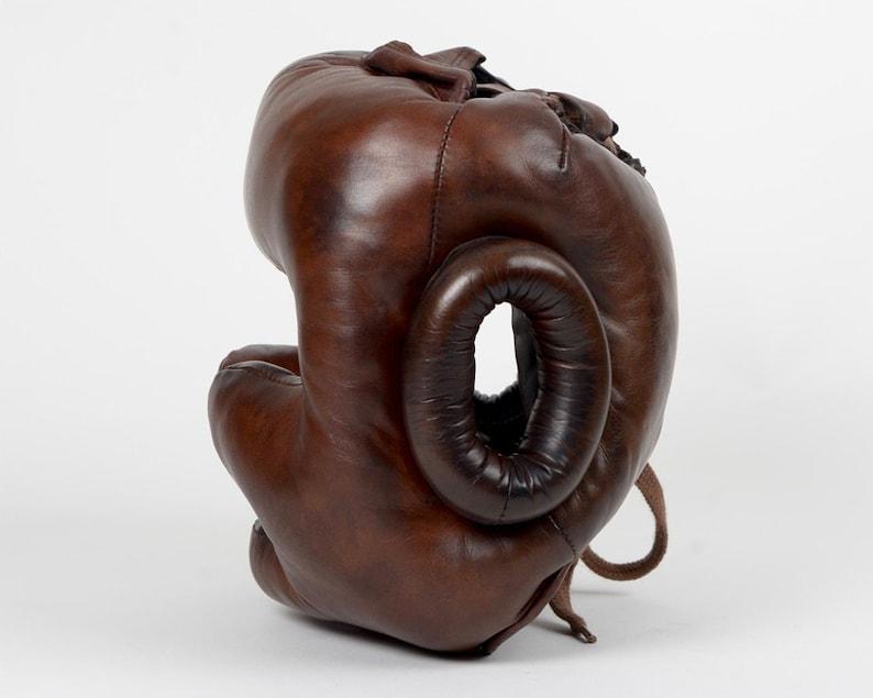 Authentic Vintage Brown Leather Boxing Helmet – Retro Sparring Gear ...