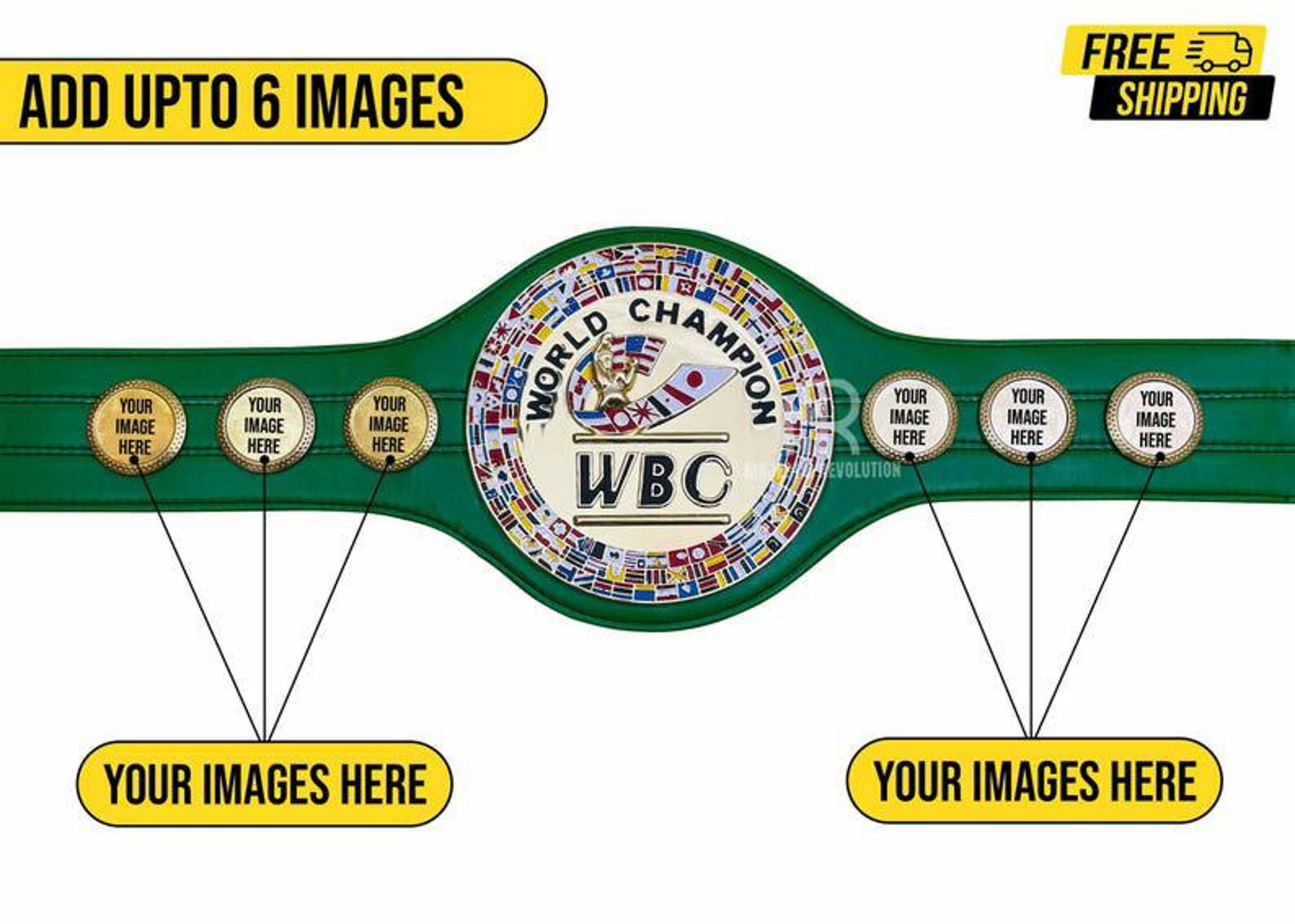 Custom WBC Style Boxing Belt | World Championship Belt | Green Leather ...