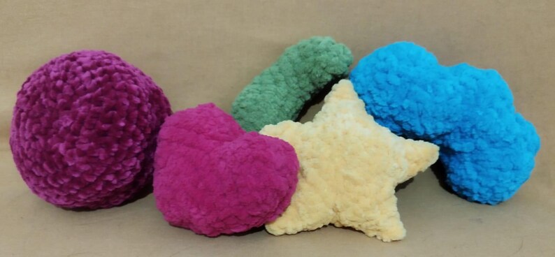 Kawaii Crochet Plush Shapes Pattern: Moon, Star, Cloud, Heart (beginner ...