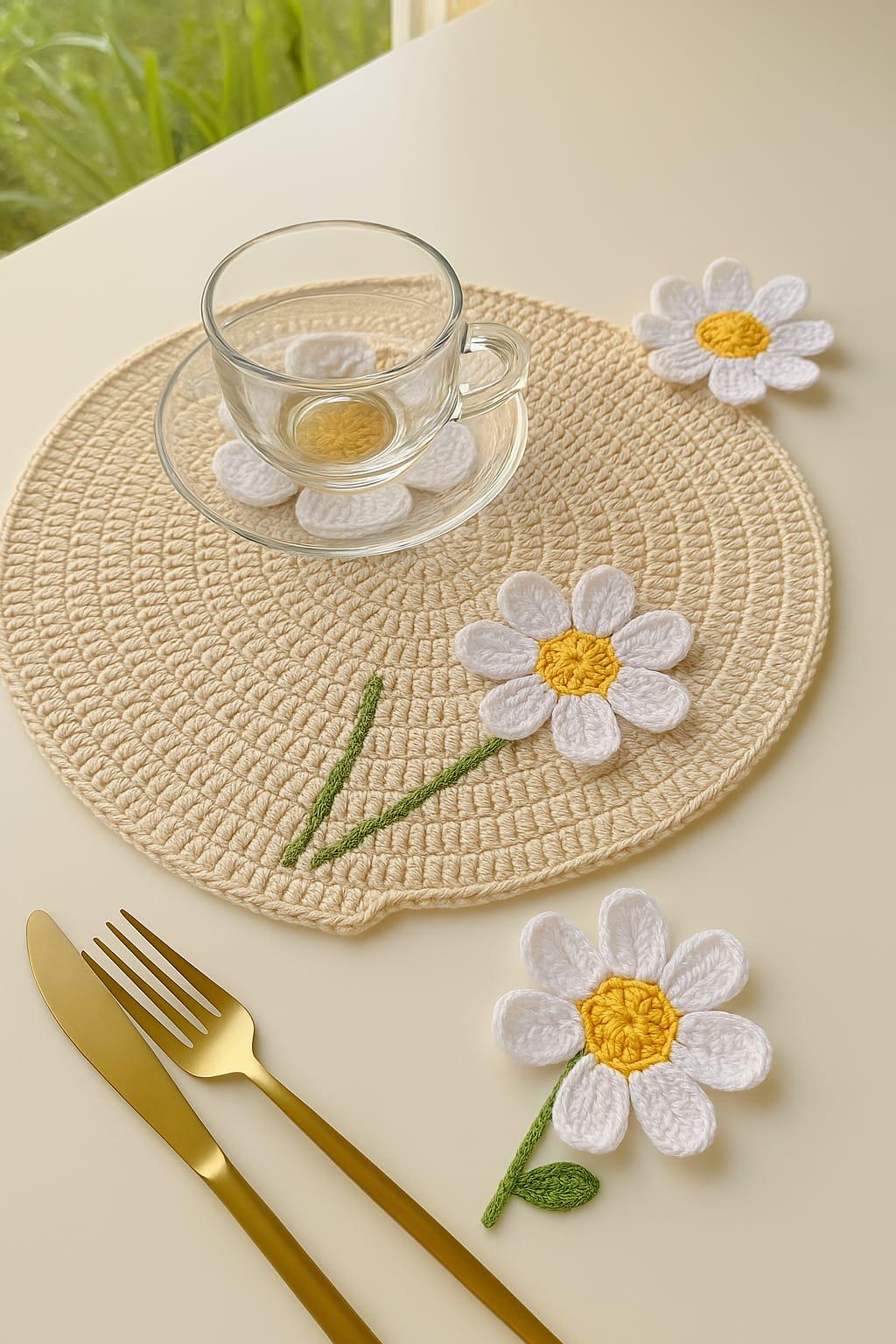 Crochet Flower Placemat Pattern: Bloom Table Mat (digital Download) - Etsy