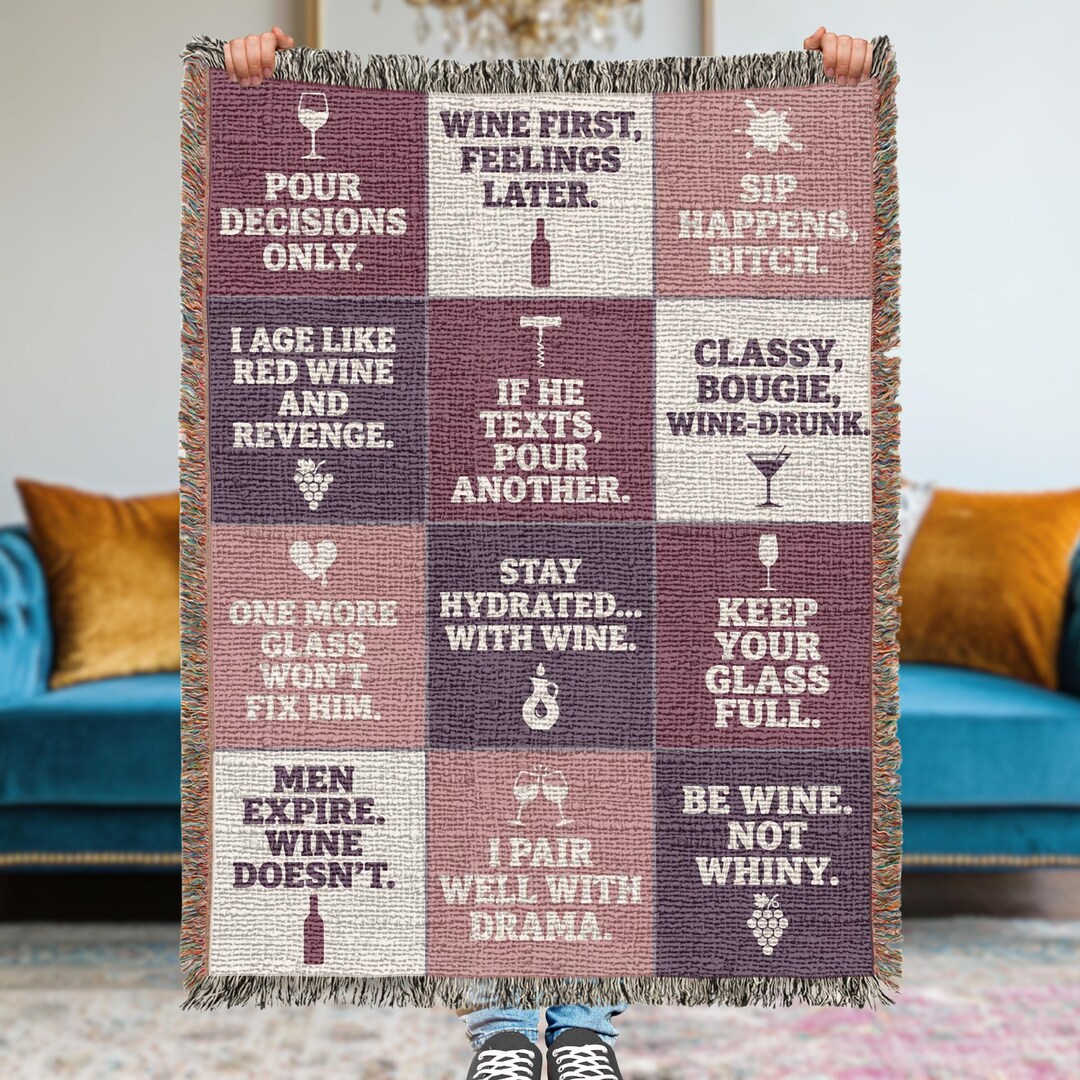 Sassy Wine Lover Woven Blanket – Funny Cozy Gift for Girls - Etsy