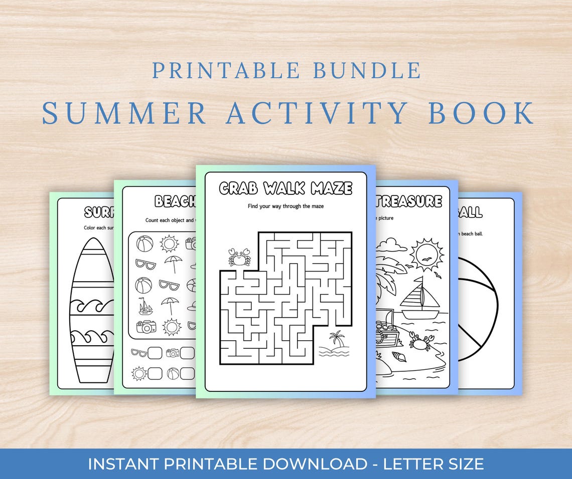 Summer Activity Book for Kids: Fun Printable Worksheets (digital ...