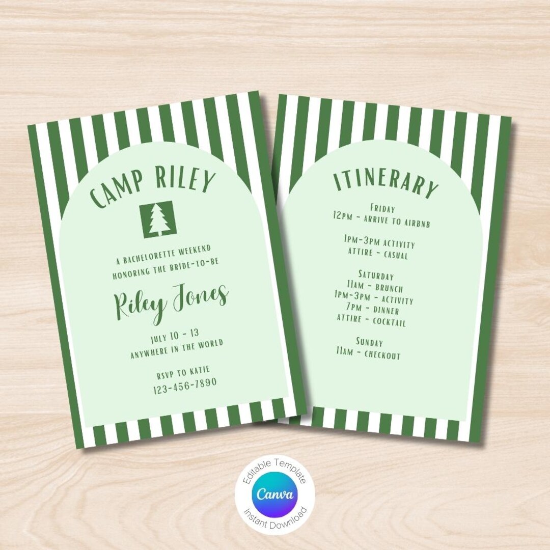 Editable Parent Trap Inspired Camp Bachelorette Invitation Template - Etsy