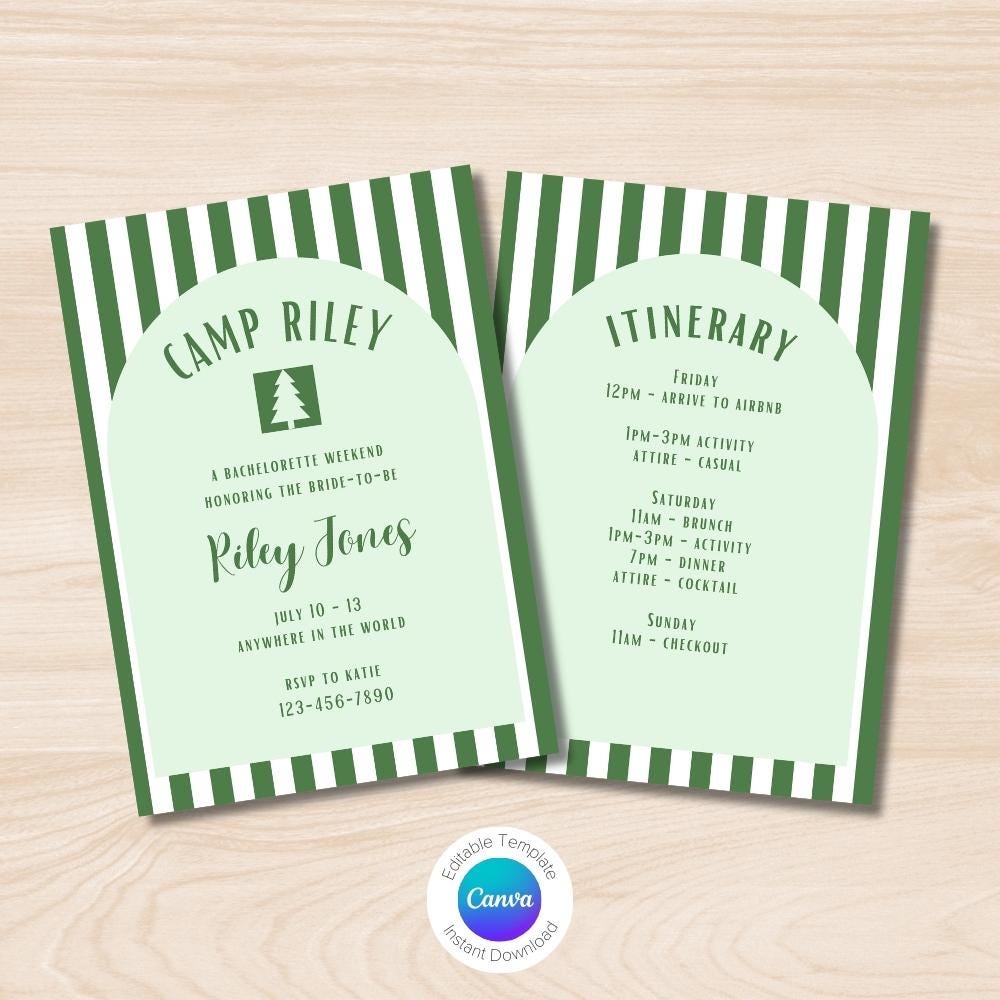 Editable Parent Trap Inspired Camp Bachelorette Invitation Template - Etsy
