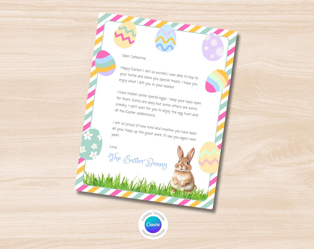 Printable Easter Bunny Egg Hunt Editable Letter - Etsy