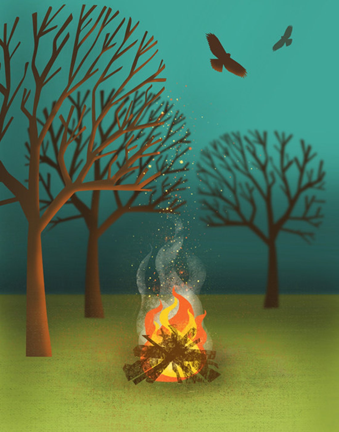 Fireside Print - Etsy