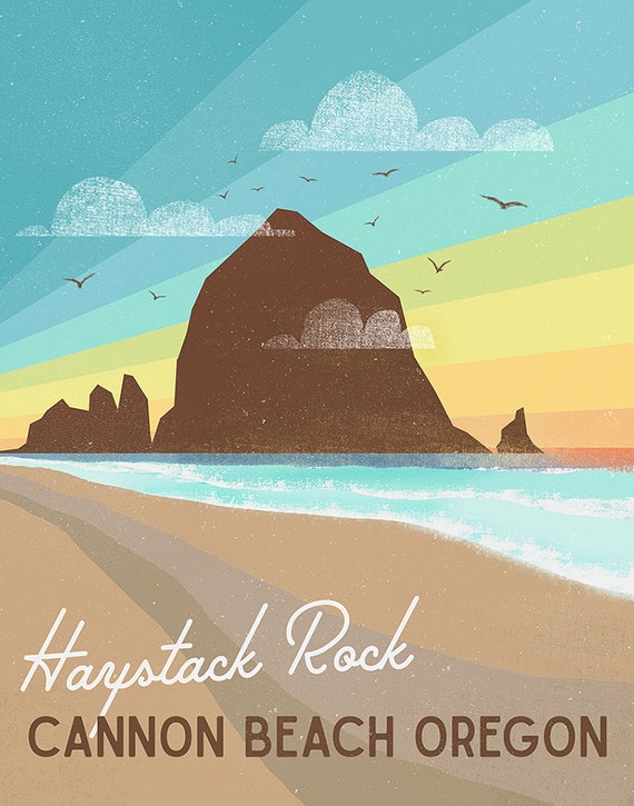 Haystack Rock Cannon Beach Print | Etsy
