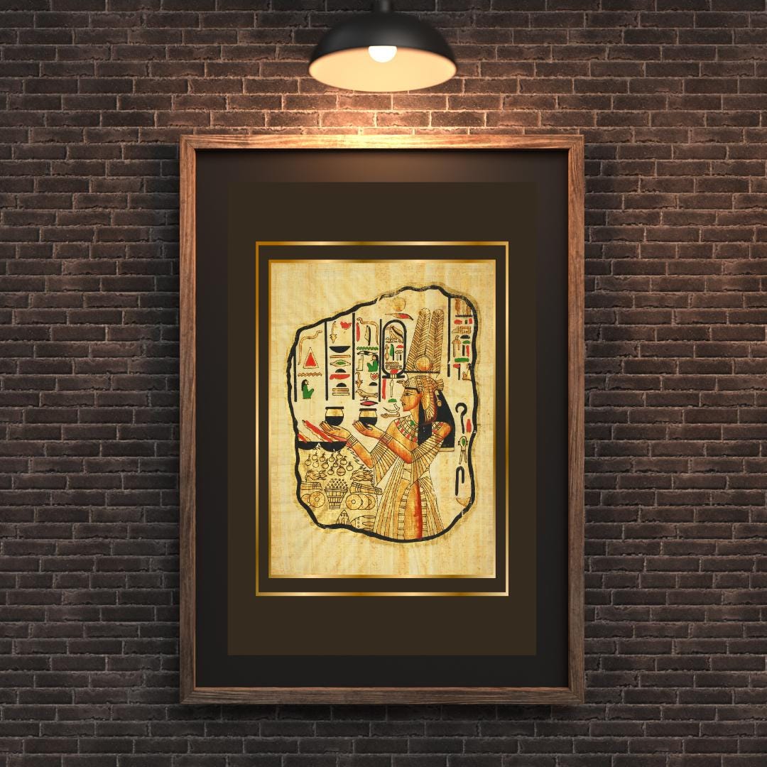 Set of 3 Ancient Egyptian Papyrus Wall Art Prints, Pharaoh and Goddess Hieroglyphic Posters ...