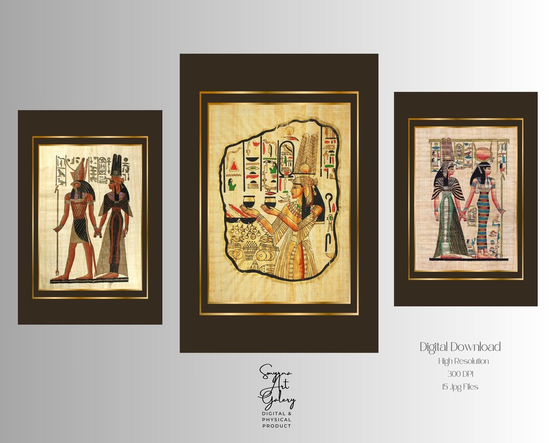 Egyptian Papyrus Wall Art Set of 3 – Ancient Egypt Hieroglyph and ...