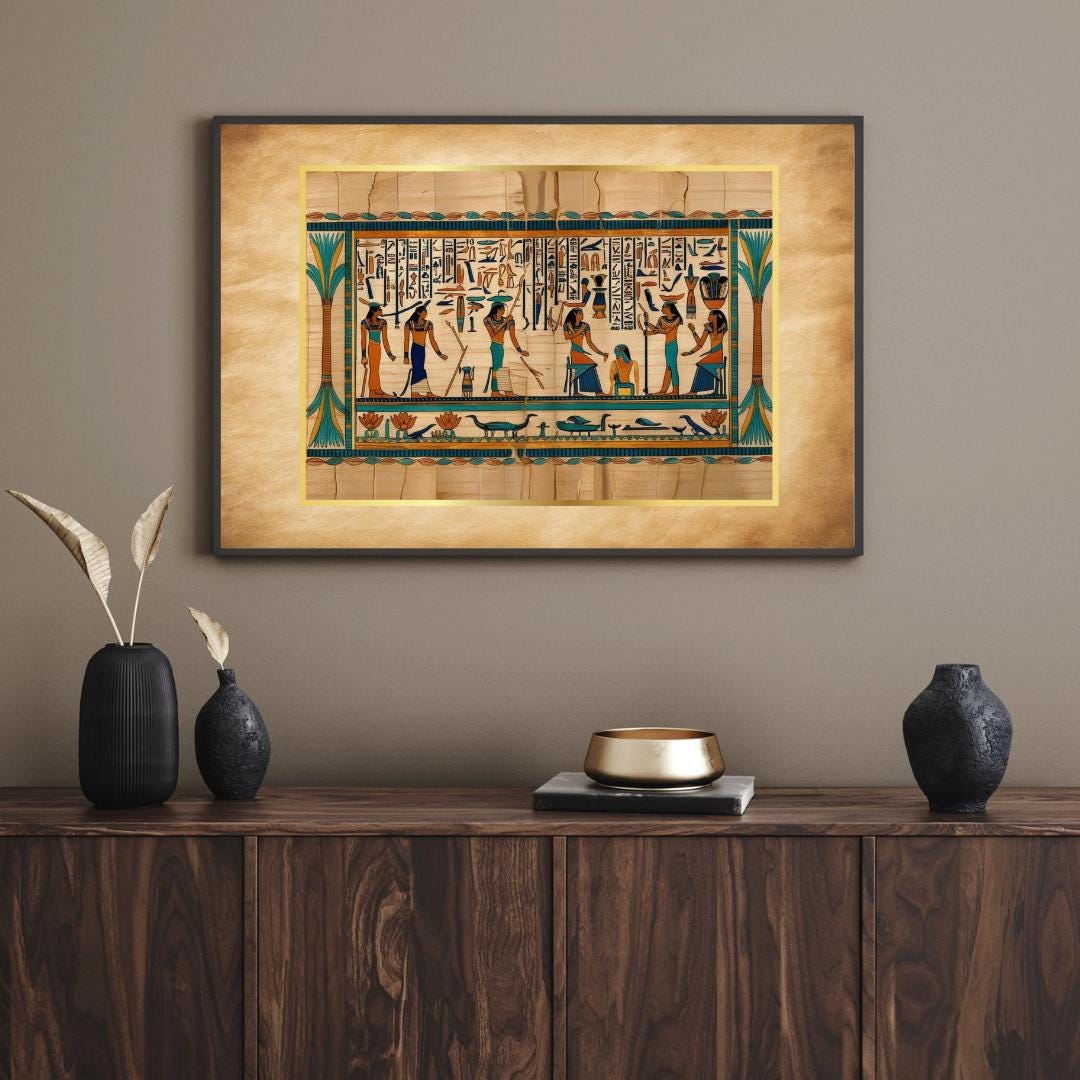 Ancient Egyptian Papyrus Wall Art, Hieroglyphic Print, Mythology Poster ...