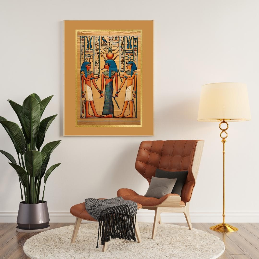Ancient Egyptian Art Print – Vibrant Wall Decor With Hieroglyphs and ...