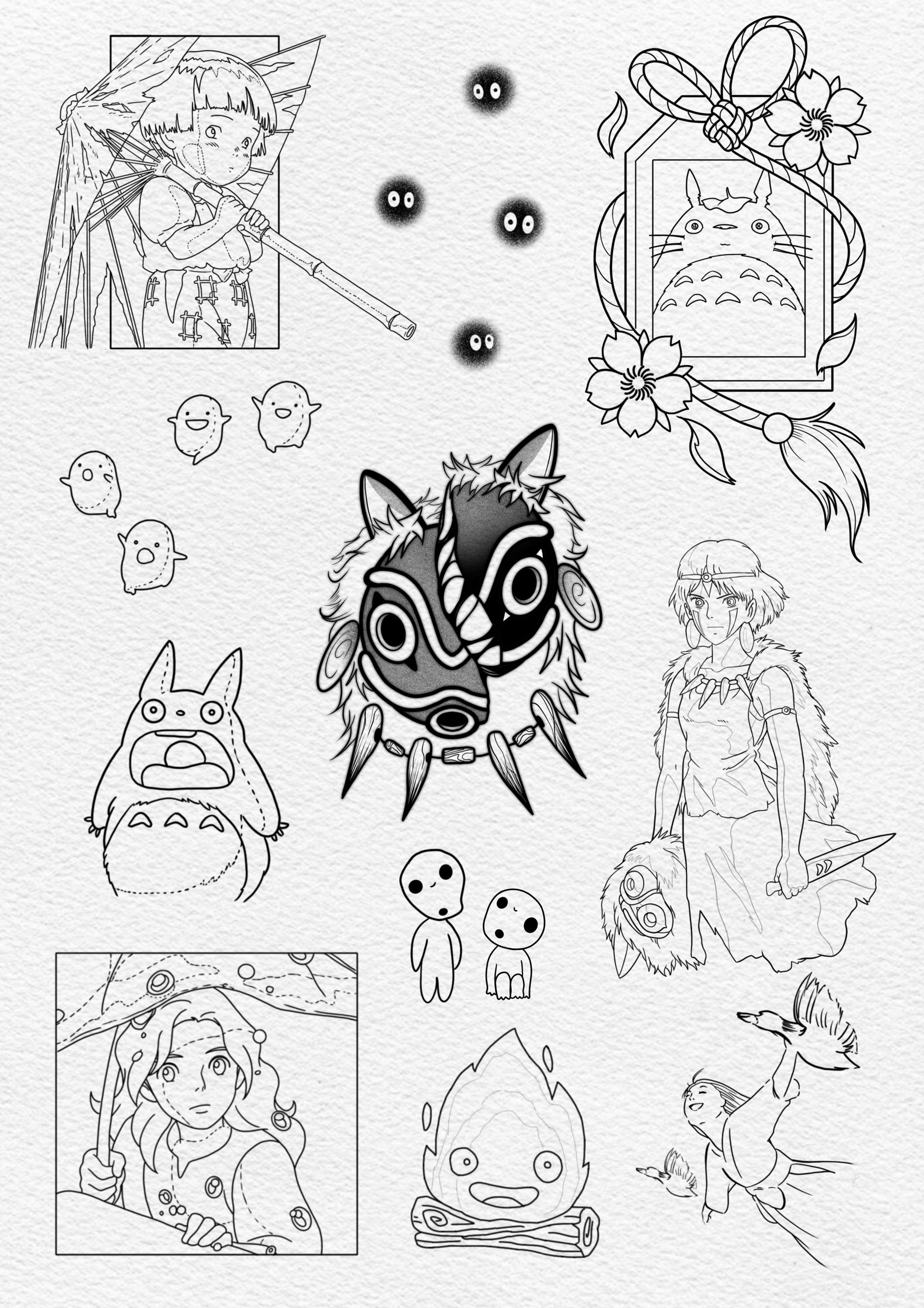 50 Studio Ghibli Flash Tattoos – Digital Download for Tattoo Artists ...
